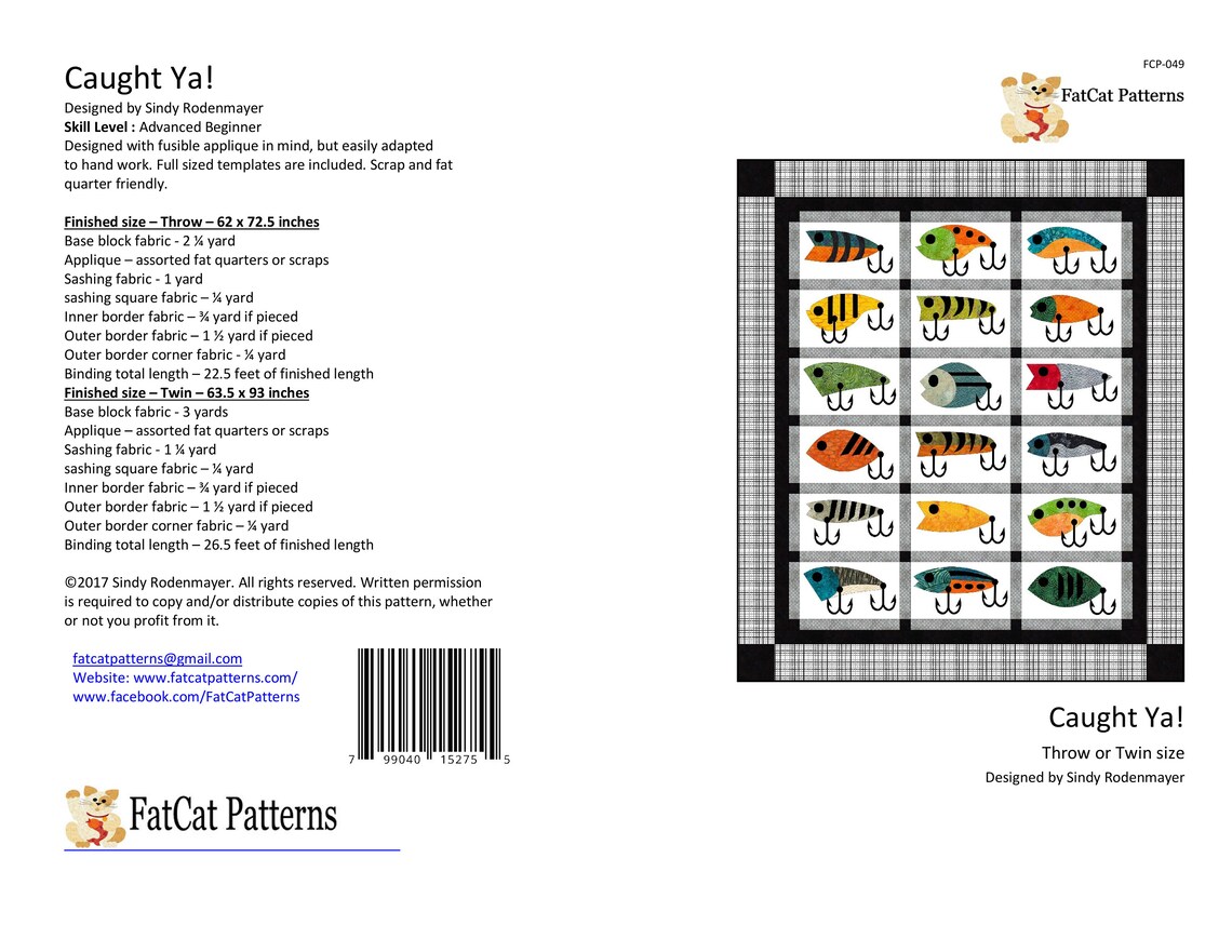 FCP-049 Caught Ya! (digital Pattern) *a Fusible Applique Quilt Pattern ...