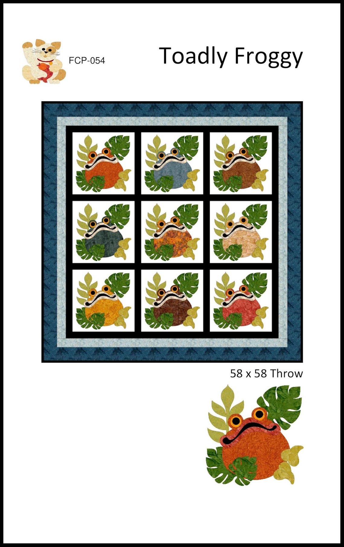 FCP-054 Toadly Froggy (digital Pattern) *a Fusible Applique Quilt ...