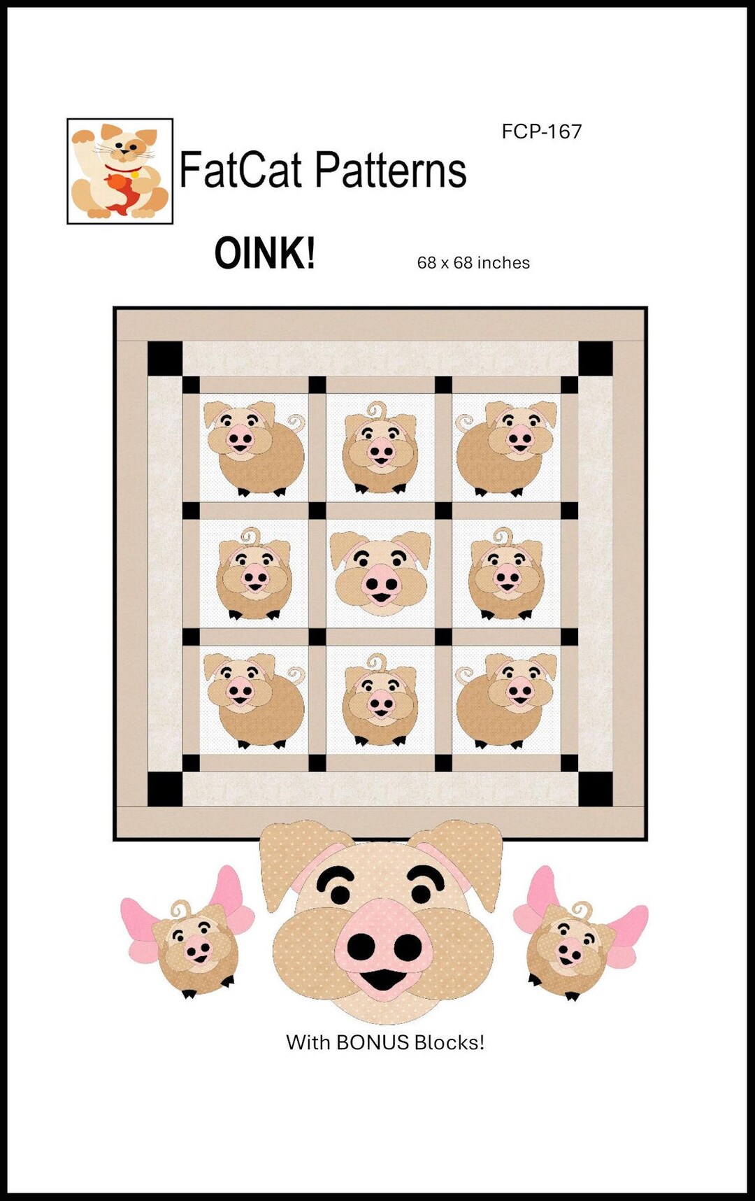 FCP-167 OINK! (digital Pattern) a Fusible Applique Pattern - Etsy