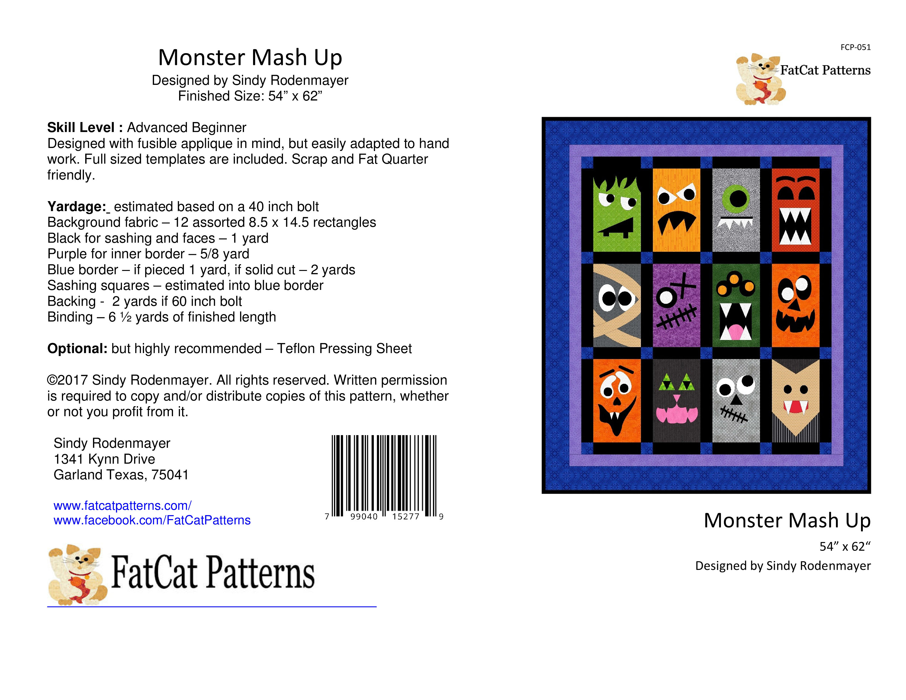 FCP-051 Monster Mash up (digital Pattern) *a Fusible Applique Quilt ...