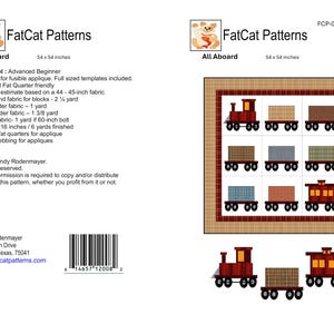 FCP-008 All Aboard (digital Pattern) *a Fusible Applique Quilt Pattern ...