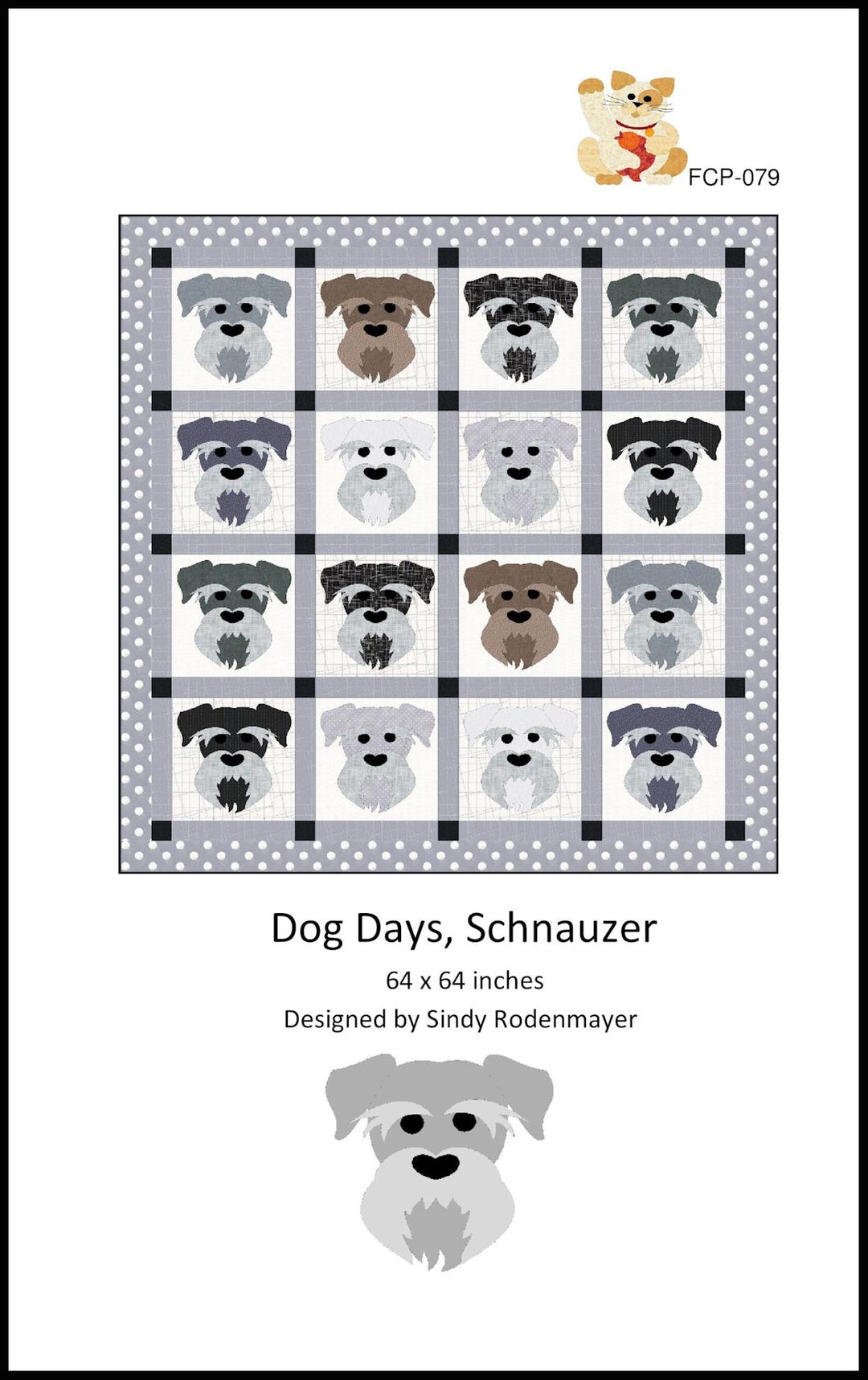 FCP-079 Dog Days, Schnauzer (digital Pattern) *a Fusible Applique Quilt ...