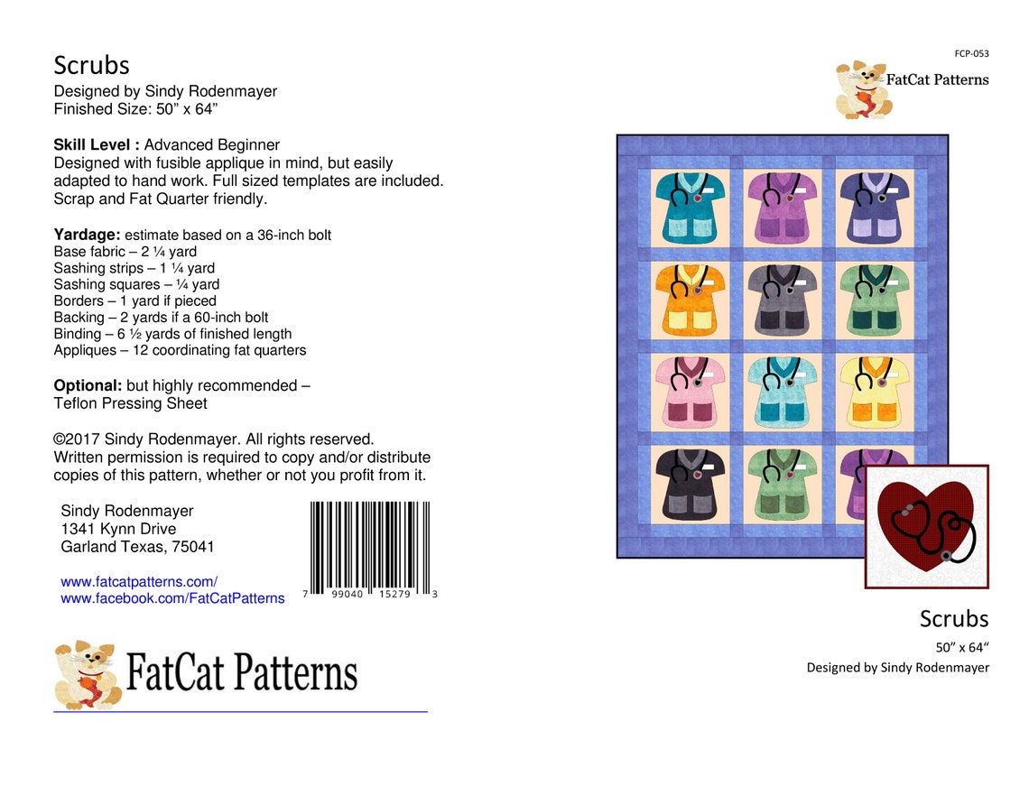 FCP-053 Scrubs (digital Pattern) *a Fusible Applique Quilt Pattern - Etsy
