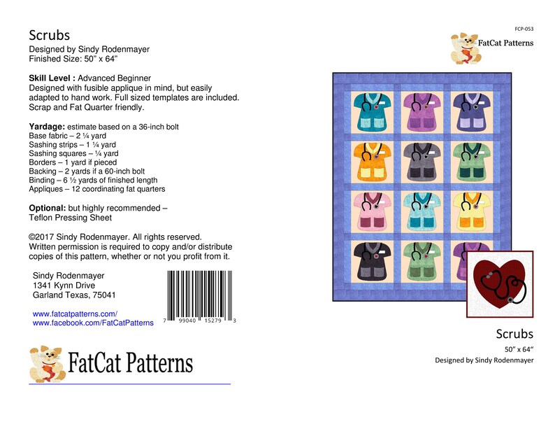 FCP-053 Scrubs (digital Pattern) *a Fusible Applique Quilt Pattern - Etsy