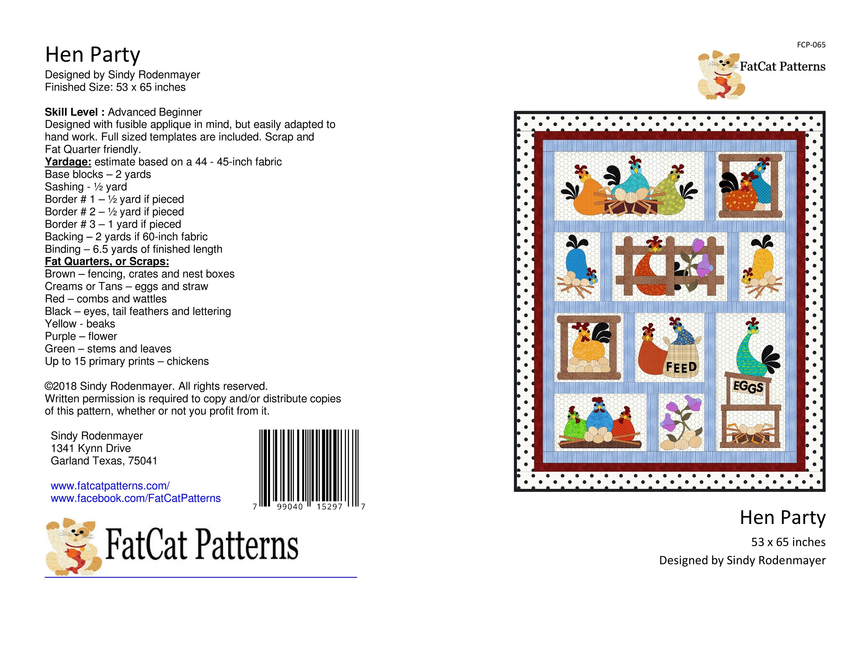 FCP-065 Hen Party digital Pattern a Fusible Applique Quilt - Etsy