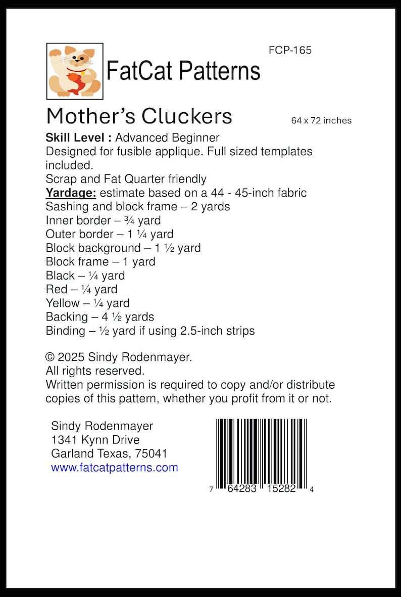 FCP-165 Mother's Cluckers (digital Pattern) a Fusible Applique Pattern ...