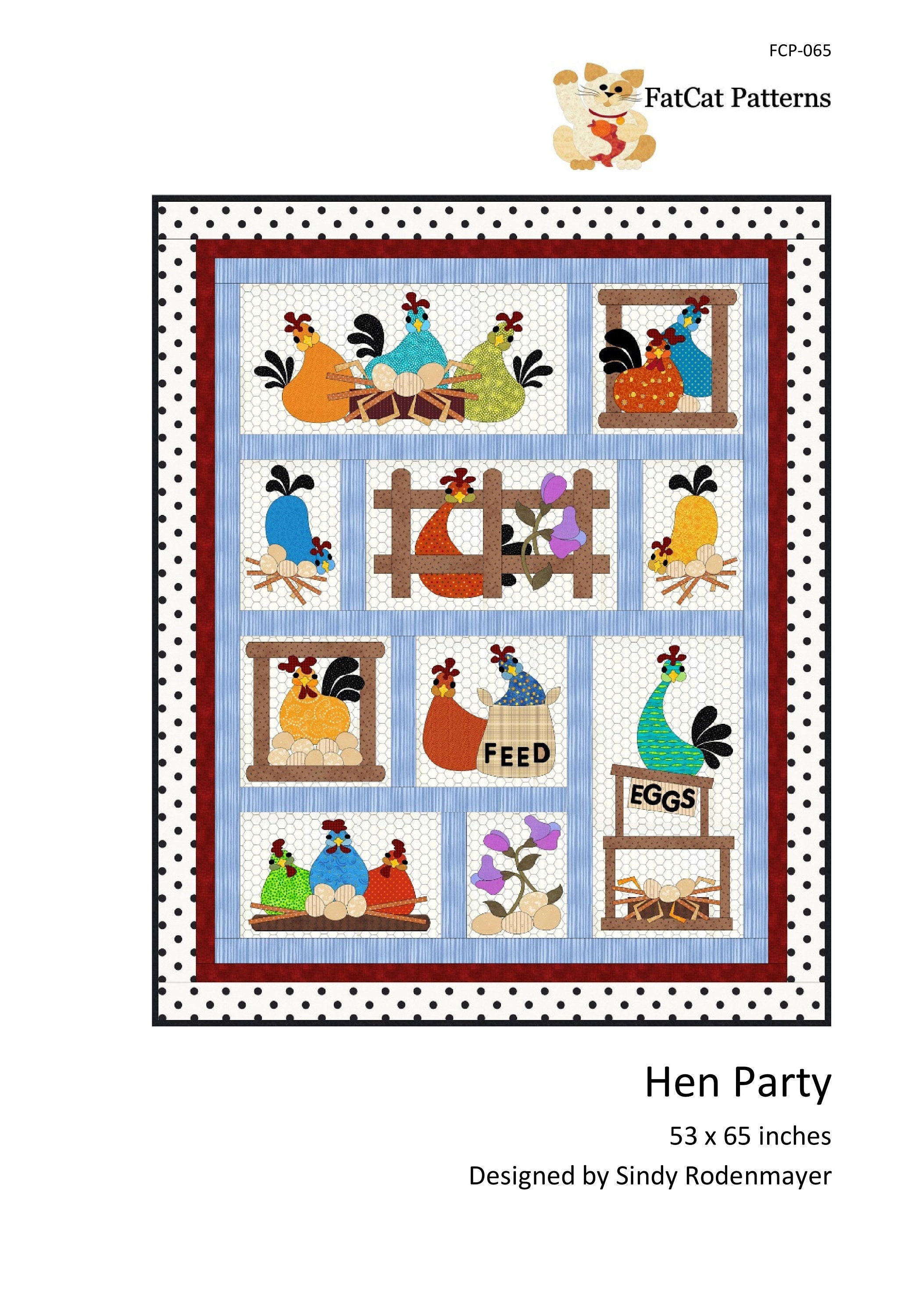 FCP-065 Hen Party (printed Pattern) *a Fusible Applique Quilt Pattern ...
