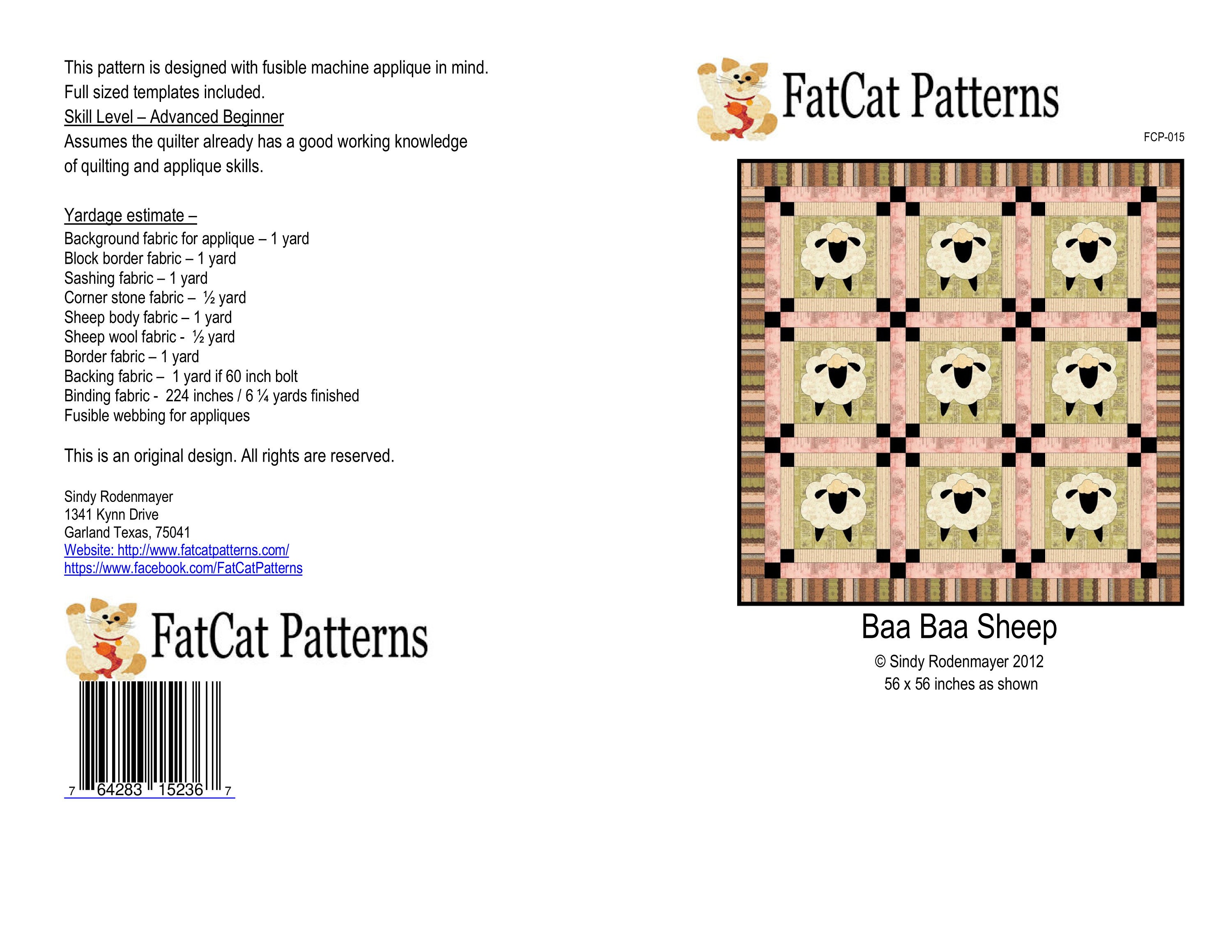 FCP-015 Baa Baa digital Pattern - Etsy