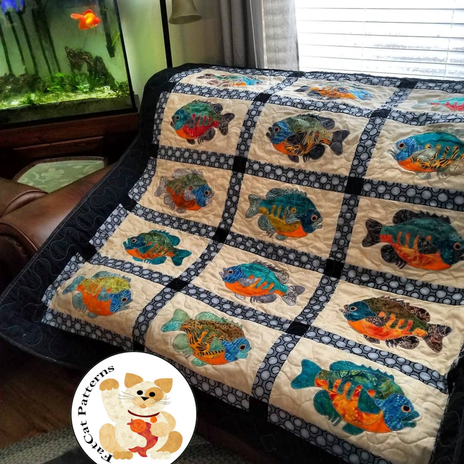 FCP-078 Catch of the Day, Bluegill digital Pattern a Fusible Applique ...
