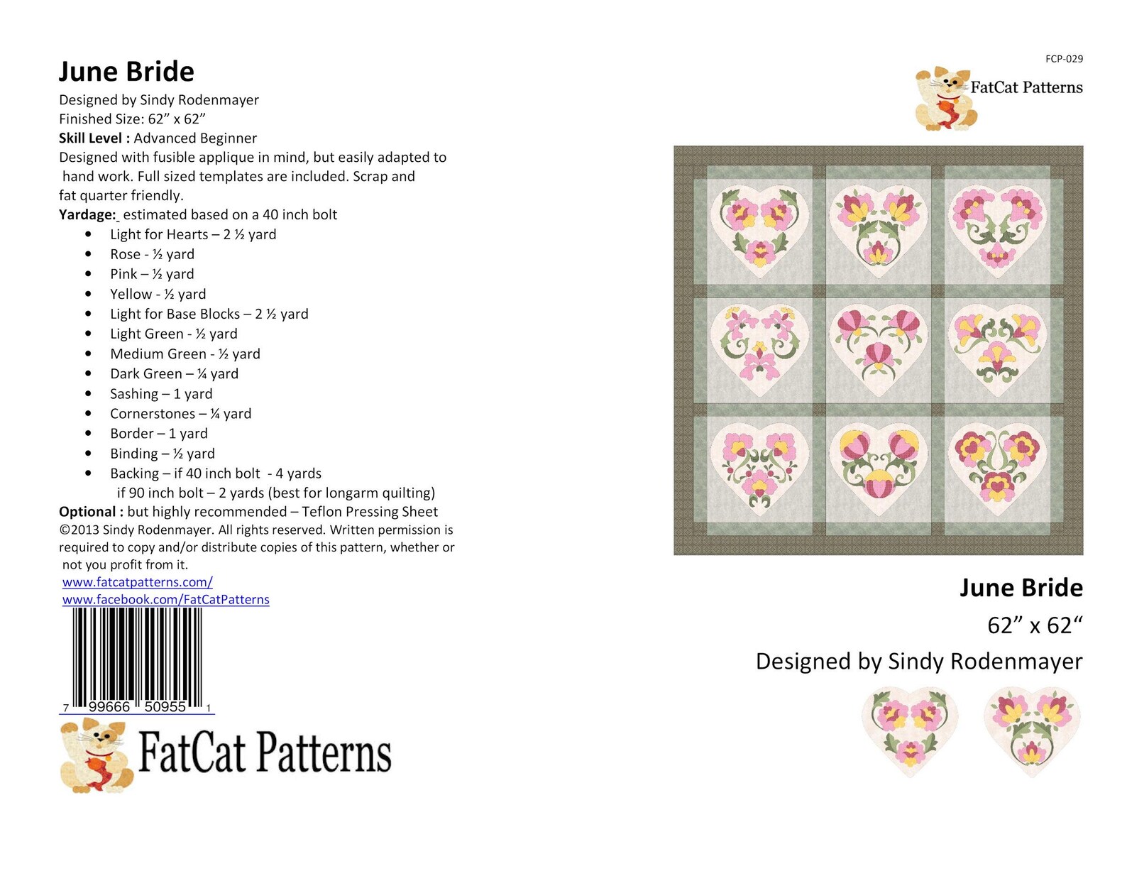 FCP-029 June Bride (digital Pattern) *a Fusible Applique Quilt Pattern ...