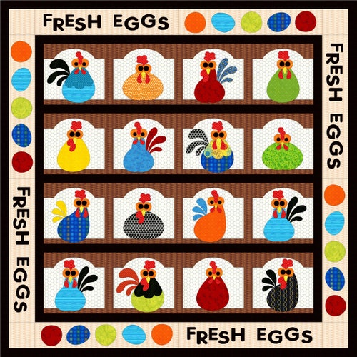 FCP-065 Hen Party digital Pattern a Fusible Applique Quilt - Etsy