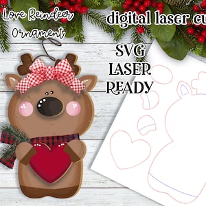 Reindeer Love SVG| Laser Cut Reindeer Ornament| Glow Forge|christmas ...