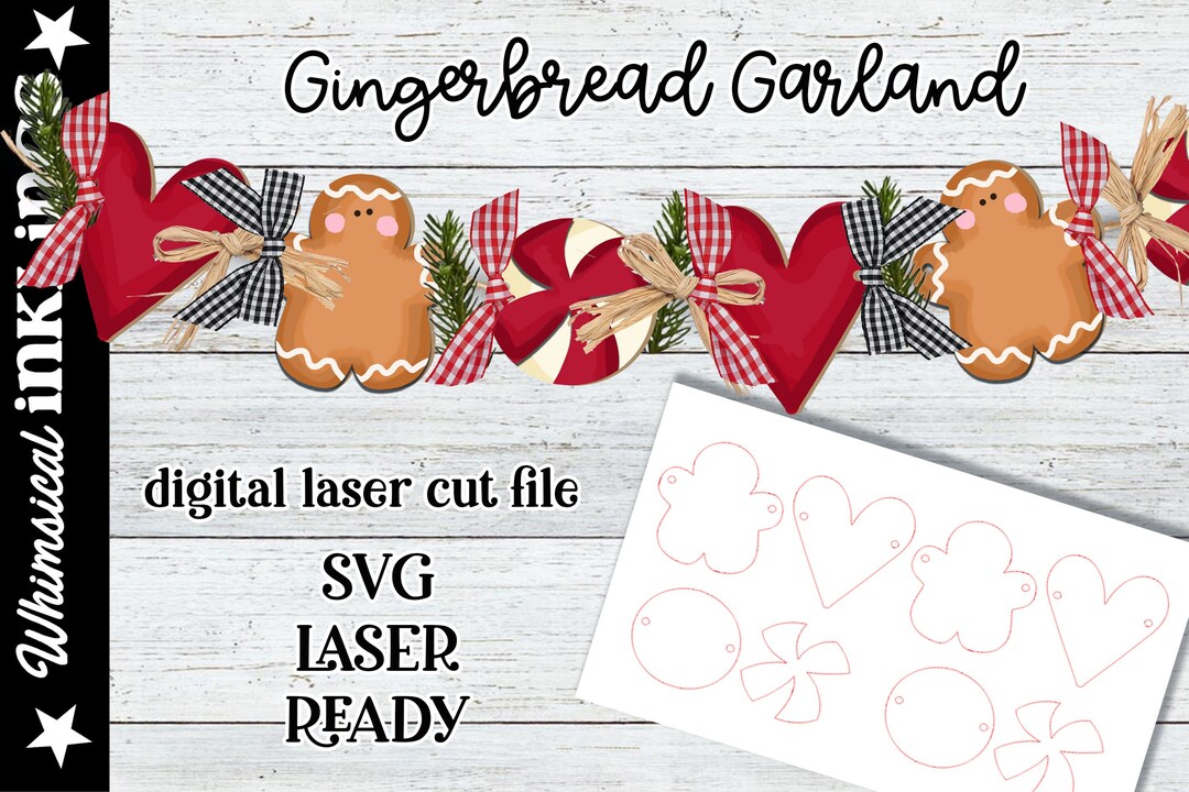 Gingerbread Garland| Christmas SVG| Laser Cut Christmas Garland| Glow ...