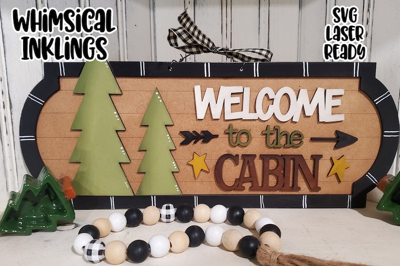 Letrero de bienvenida a la cabaña SVG/ Cabaña cortada con láser ...