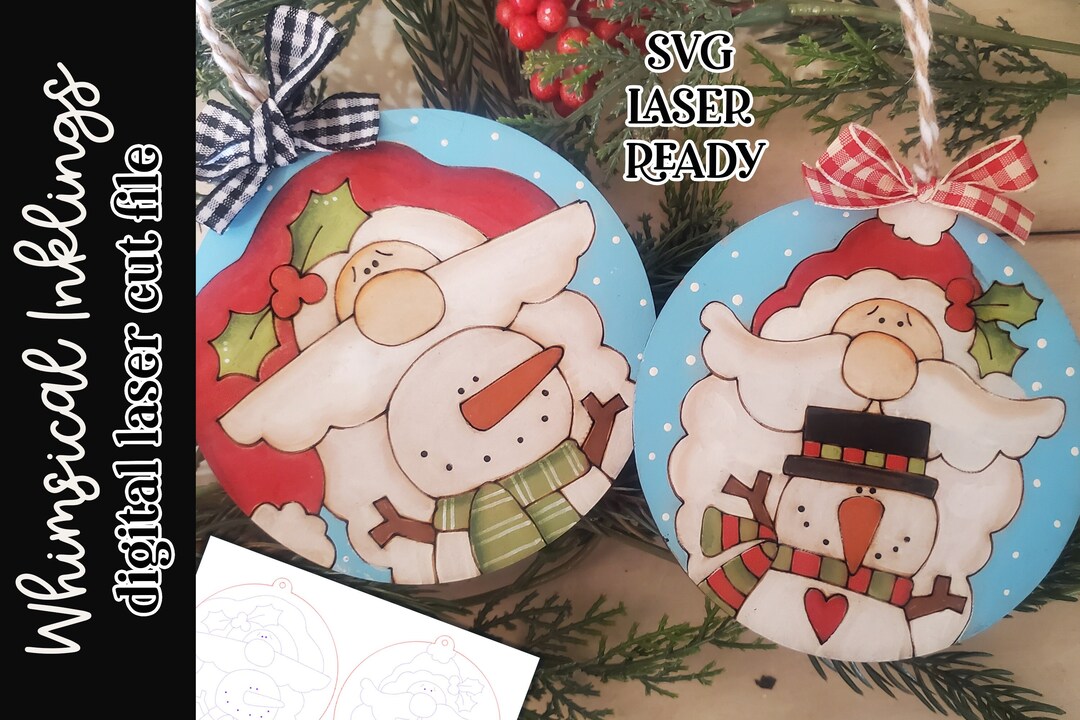 Santas Frosty Friends Ornament Set SVG| Santa Claus SVG| Laser Cut ...