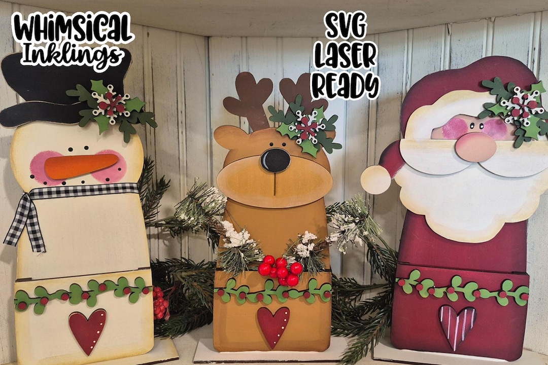 Prim Christmas Pockets Laser SVG Set |santa SVG| Laser Cut Christmas ...