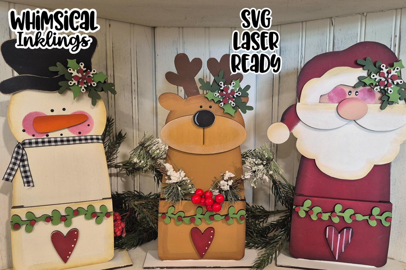 Prim Christmas Pockets Laser SVG Set |santa SVG| Laser Cut Christmas ...