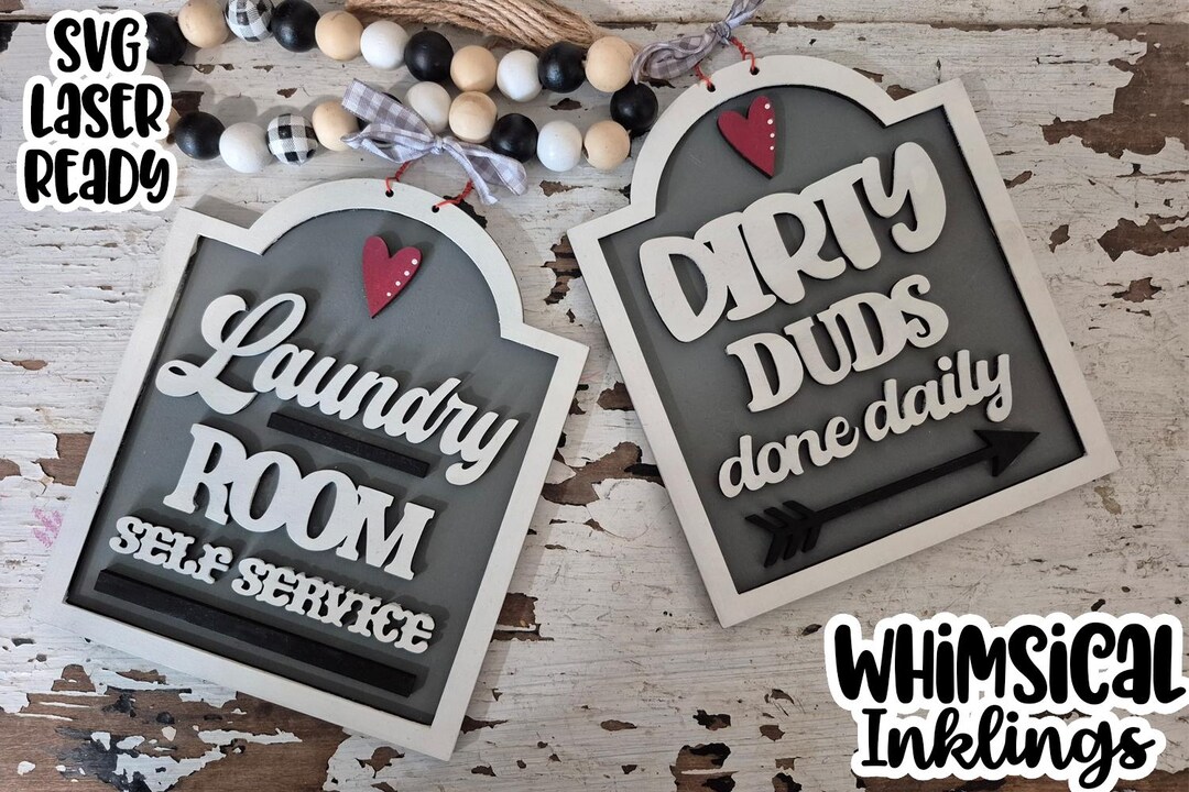 Dirty Duds Sign Set SVG| Laundry SVG| Laser Cut Farmhouse Sign| Glow ...