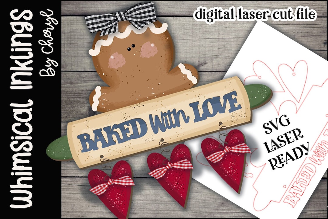 Baked With Love Gingerbread Sign| Christmas SVG| Laser Cut Christmas ...