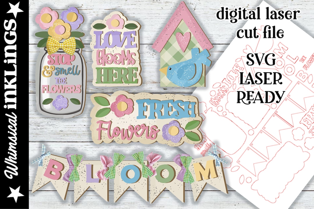 Love Blooms Here SVG |laser Ready Floral Set| Glow Forge Flowers ...