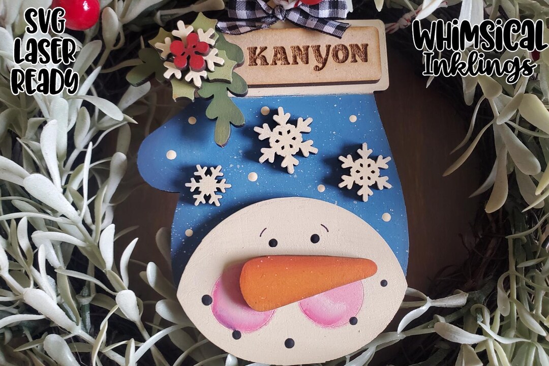 Whimsical Snowman Mitten Ornament SVG| Laser Cut Snowman | Glow Forge ...