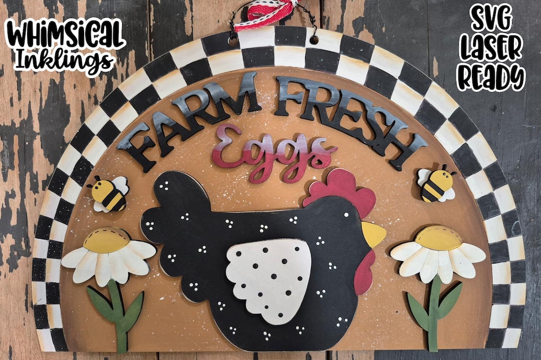 Farm Fresh Eggs Chicken Sign SVG| Chicken SVG| Laser Cut Chicken| Glow ...