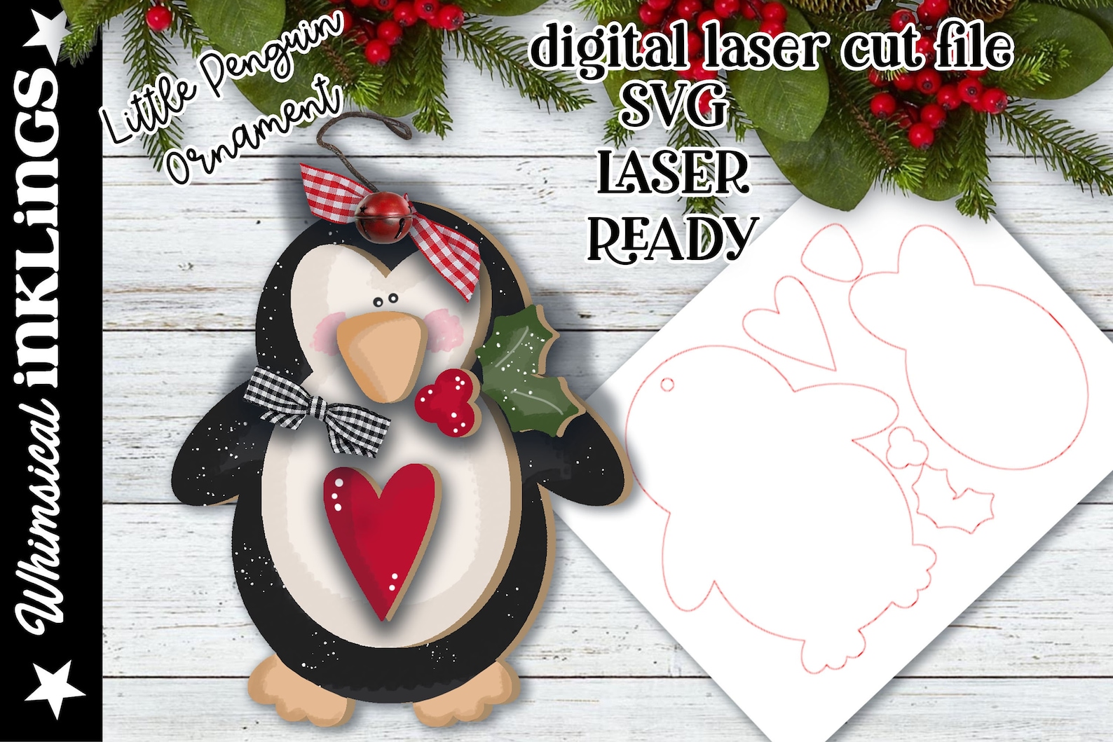 Little Penguin Ornament SVG| Laser Cut Penguin Ornament| Glow Forge ...