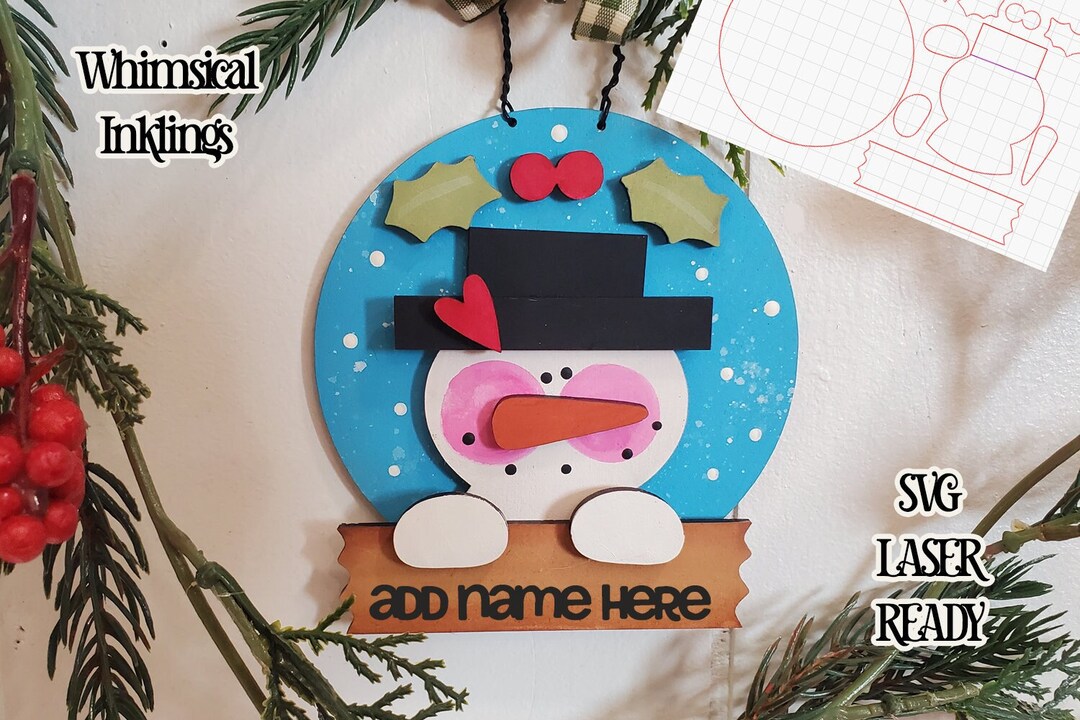 Snowman Sign Ornament SVG| Snowman Ornament| Laser Ready Snowman ...