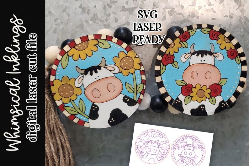 Sunflower Cows Magnets SVG Set Cow SVG Laser Cut Farm Glow - Etsy