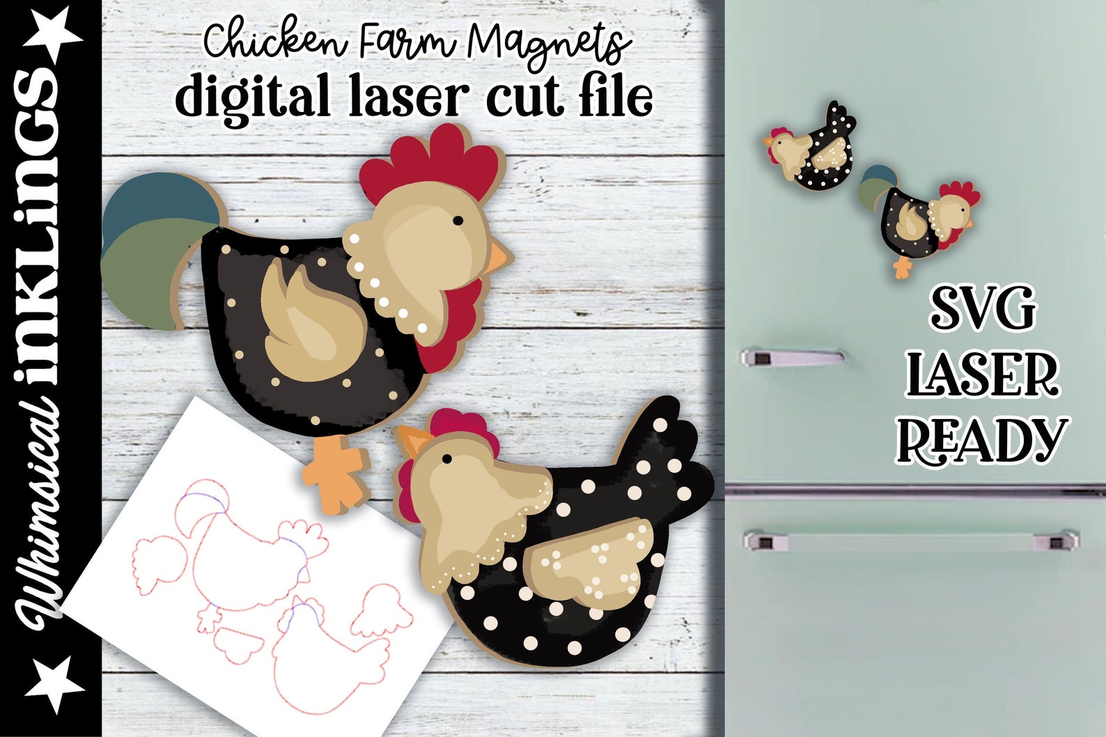 Chicken Farm Magnets SVG| Chicken SVG| Laser Cut Chicken| Glow Forge ...