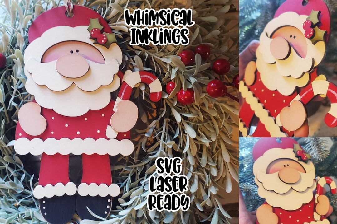 Simple Santa Ornament Laser SVG| Santa Claus SVG| Laser Cut Santa ...