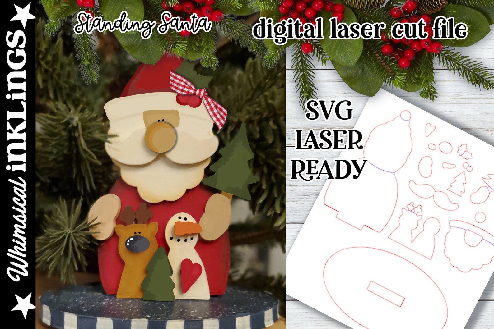 Standing Santa SVG| Laser Cut Santa| Glow Forge| Christmas SVG - Etsy