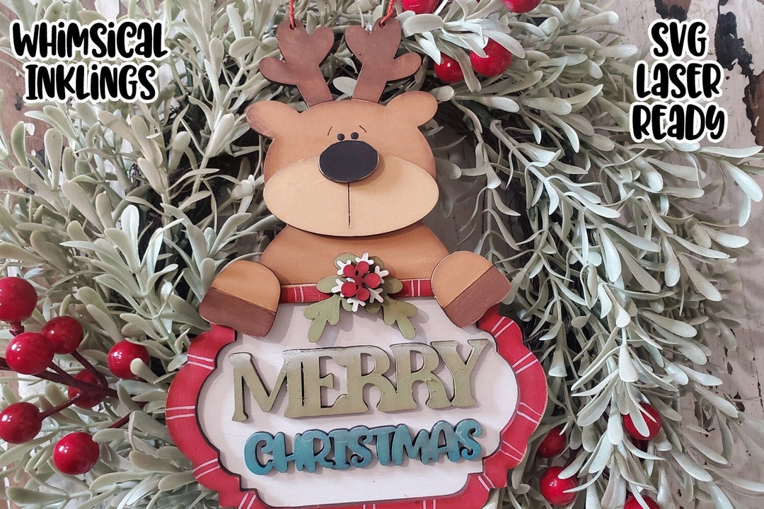 Merry Christmas Reindeer SVG| Laser Cut Reindeer Ornament| Glow Forge ...