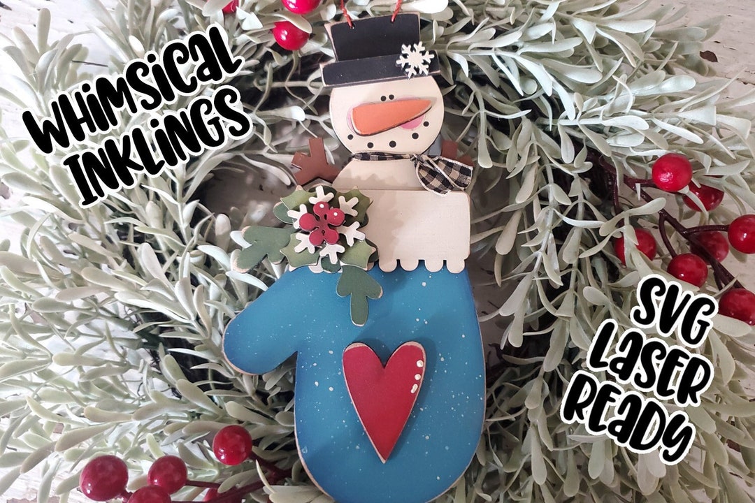 Mitten Snowman Ornament SVG| Laser Cut Snowman | Glow Forge| Snowman ...