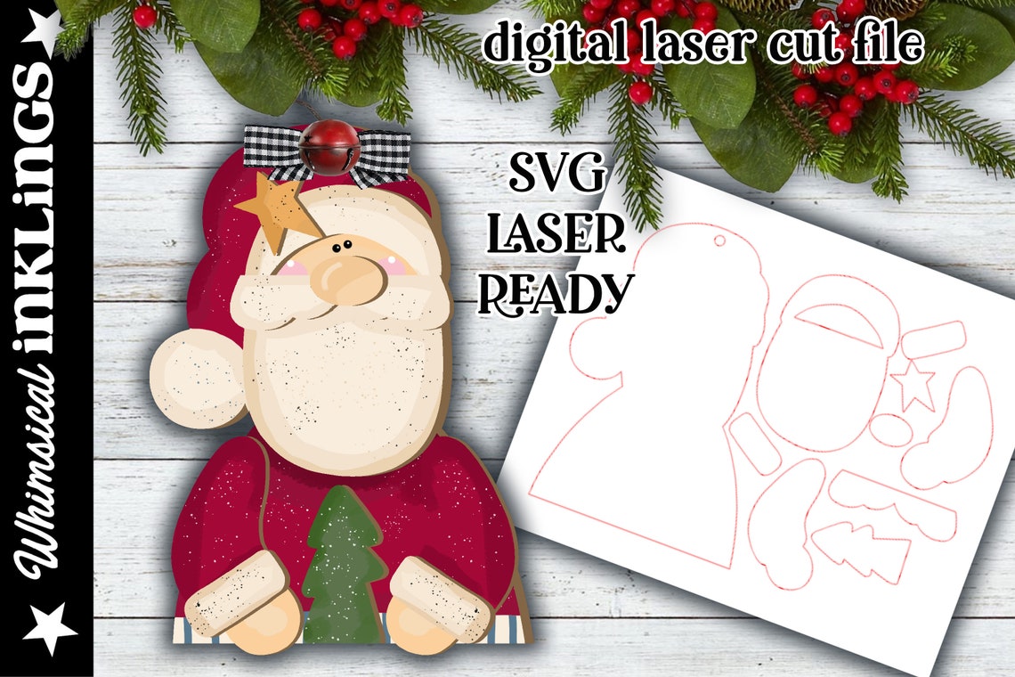 Prim Santa Ornament SVG Santa Claus SVG Laser Cut Santa - Etsy