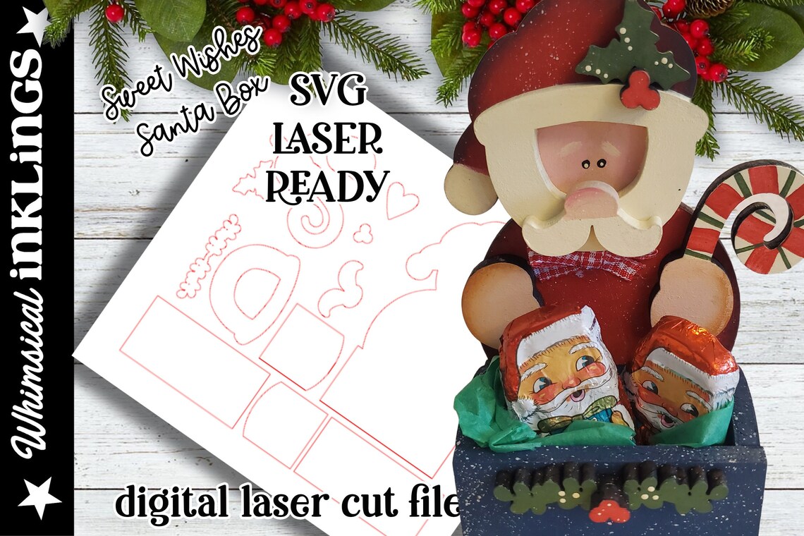 Sweet Wishes Santa Candy Box SVG Santa Claus SVG Laser Cut - Etsy