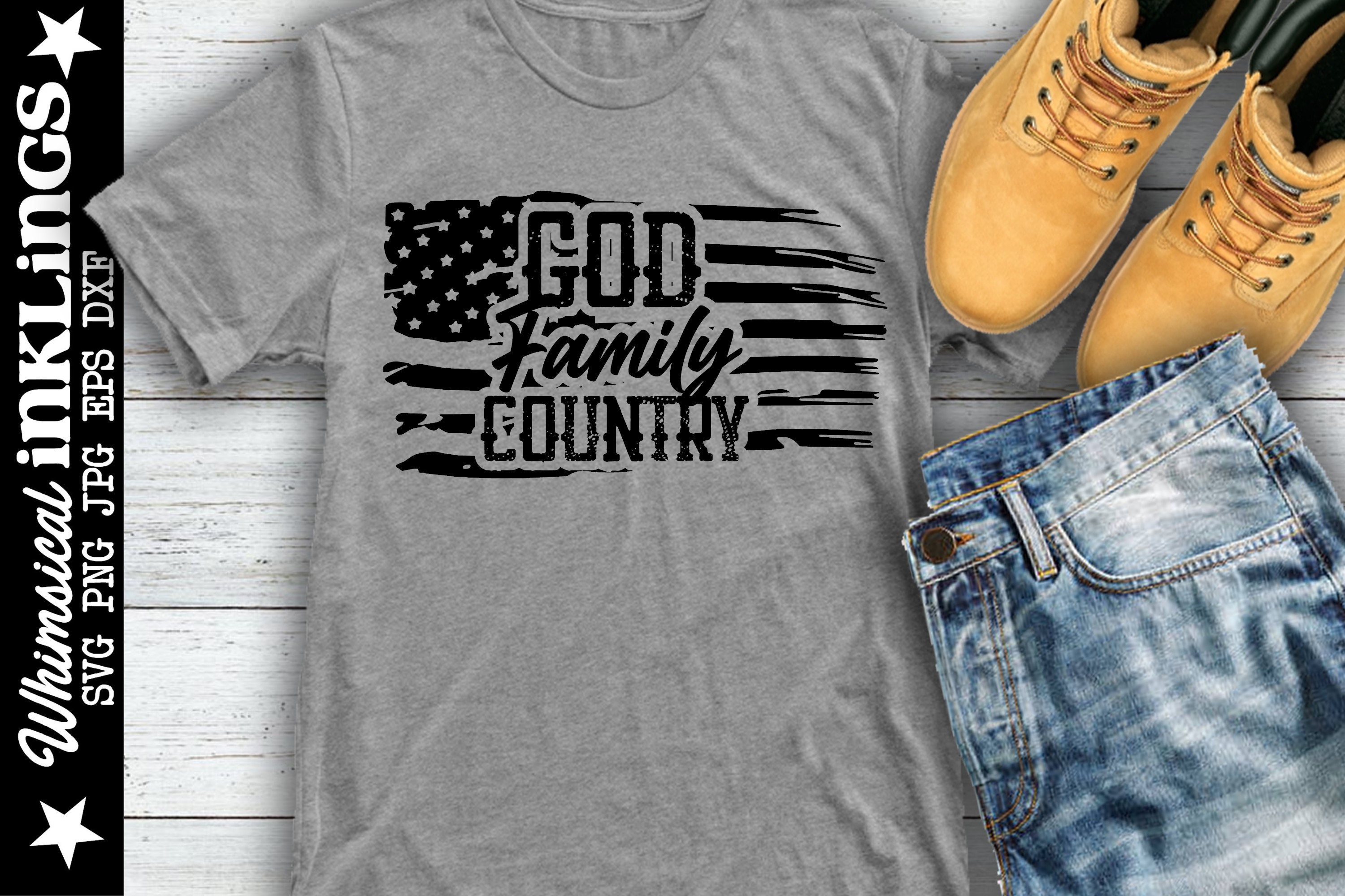 God Family Country SVG Cutter File for Use With Cricut, Silhouette, and ...