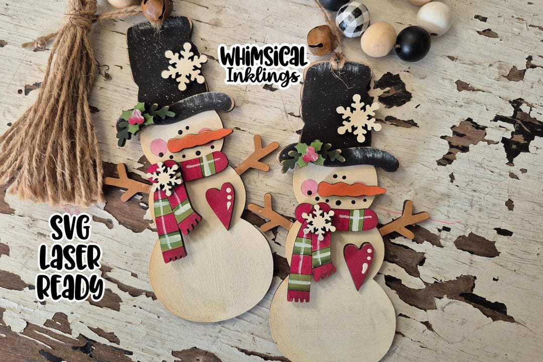 Silly Prim Snowman Ornament Laser SVG| Laser Cut Snowman Ornament| Glow ...
