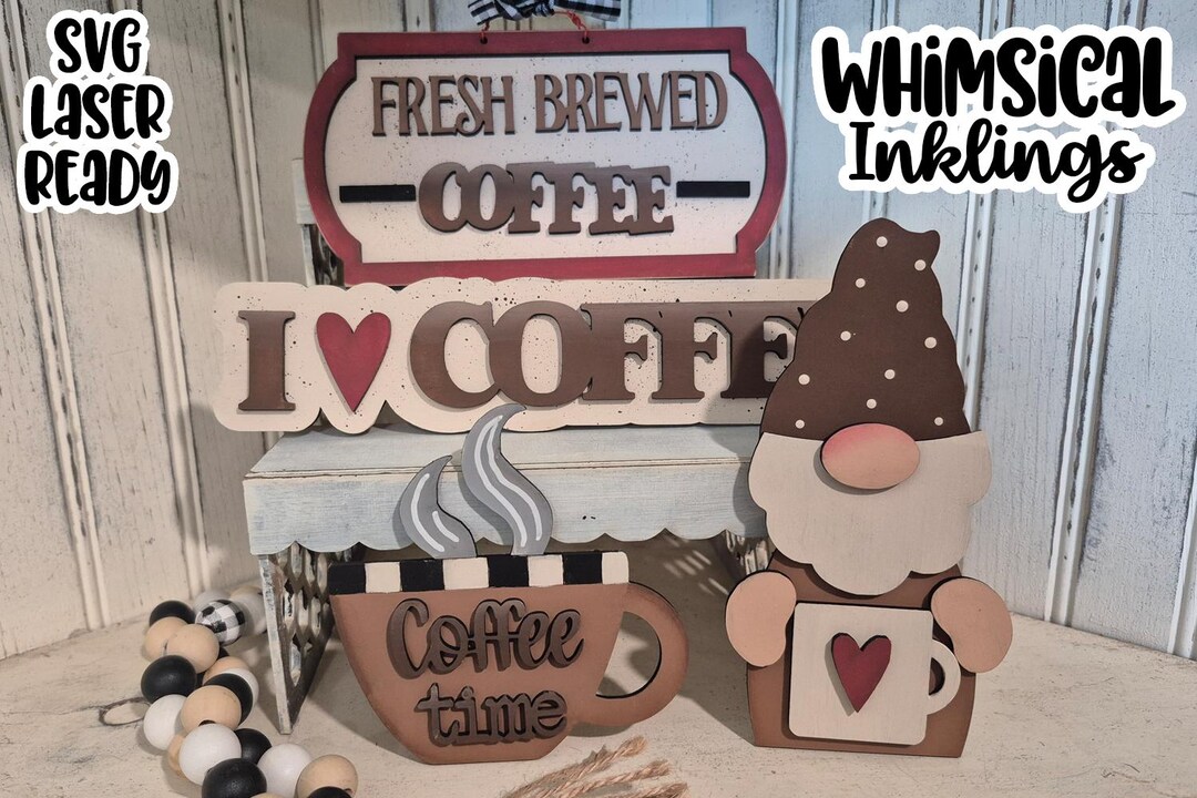 Fresh Brewed Coffee Laser SVG Set| Coffee SVG| Laser Cut Coffee Sign ...