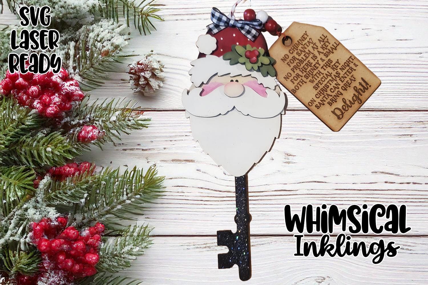 Santas Magic Key Ornament Laser SVG| Santa Claus SVG| Laser Cut Santa ...