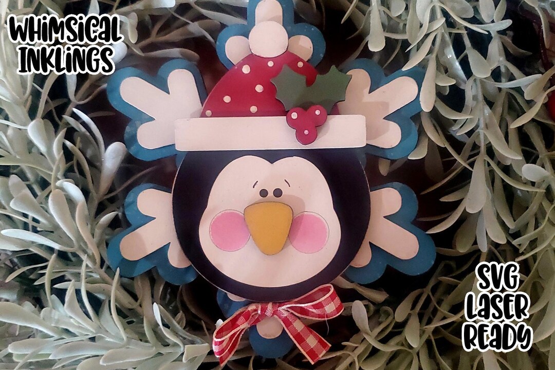 Snowflake Penguin Ornament SVG| Laser Cut Penguin Ornament| Glow Forge ...