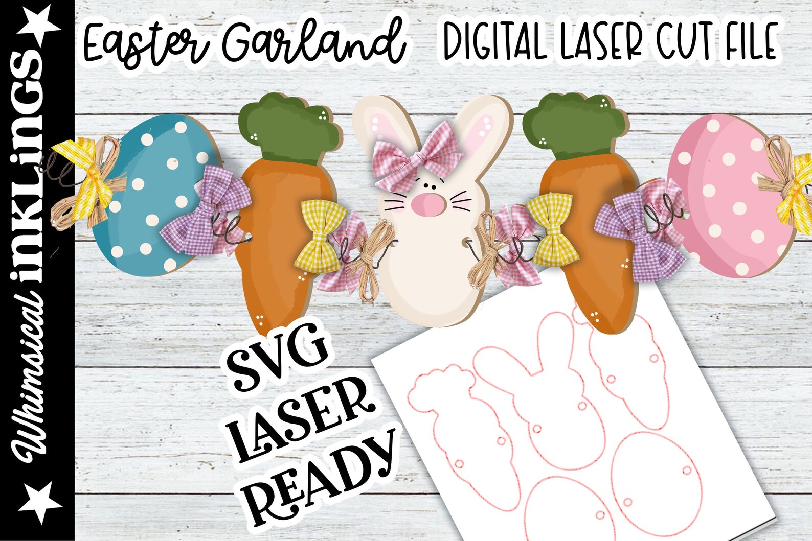 Easter Bunny Garland-banner SVG laser Ready Easter Rabbit - Etsy