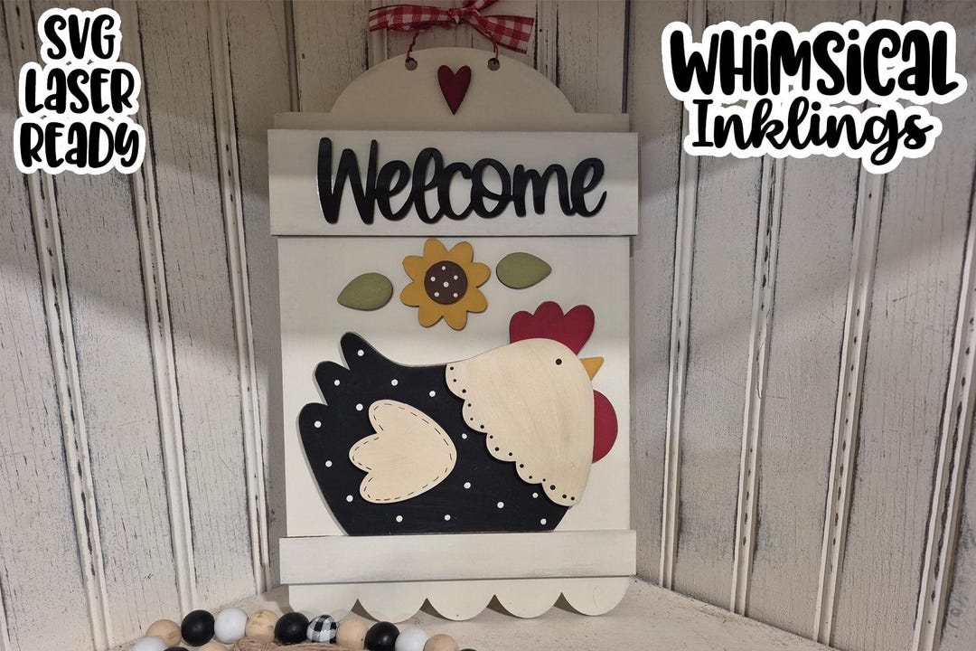 Welcome Chicken Sign Board SVG| Chicken SVG| Laser Cut Chicken| Glow ...