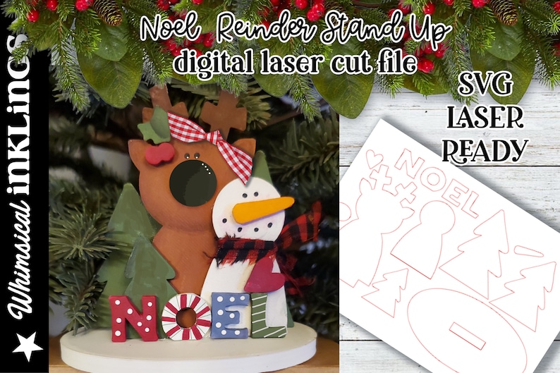 Noel Reindeer Standing SVG| Laser Cut Reindeer| Glow Forge| Christmas ...