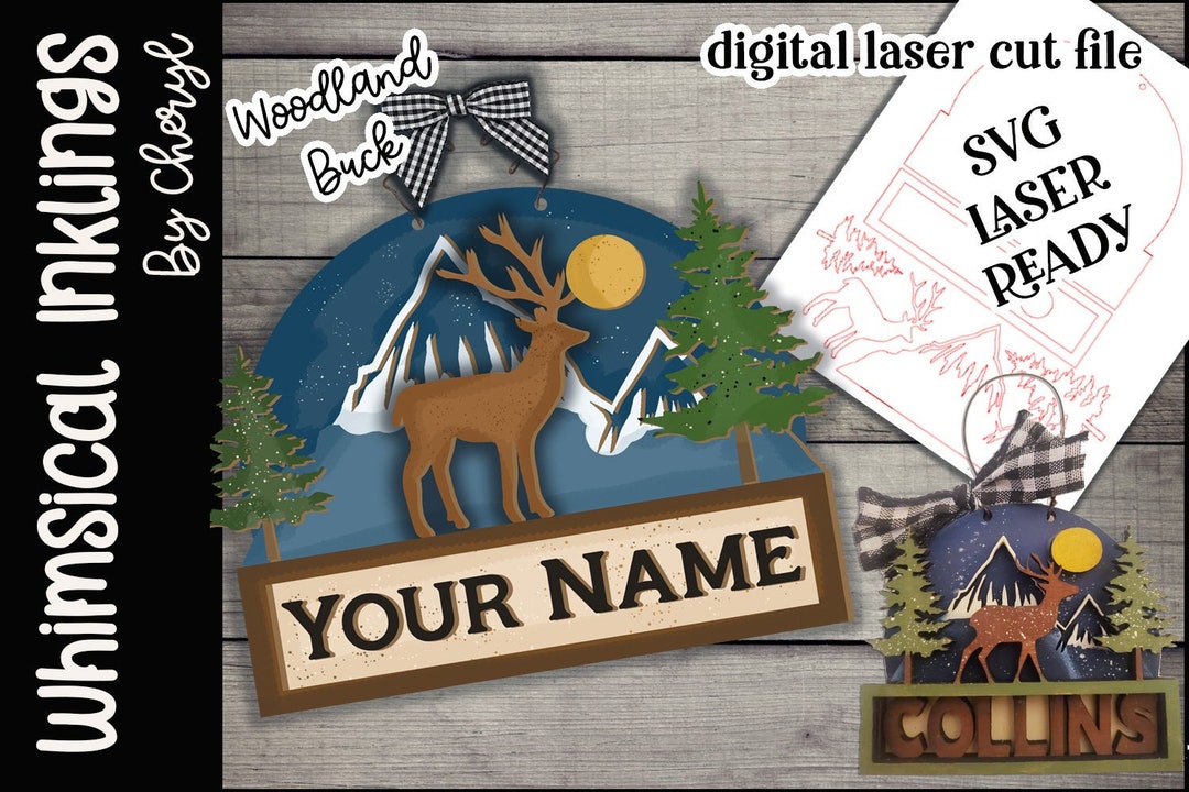 Woodland Buck Scene SVG| Laser Cut Deer Sign| Glowforge |layered ...