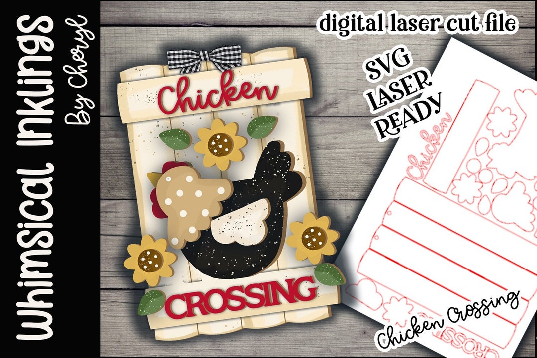 Chicken Crossing Sign SVG| Chicken SVG| Laser Cut Chicken| Glow Forge ...