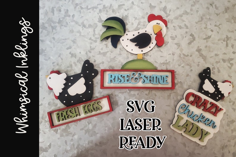 Crazy Chicken Lady Magnet SVG Set| Chicken SVG| Laser Cut Chicken| Glow ...