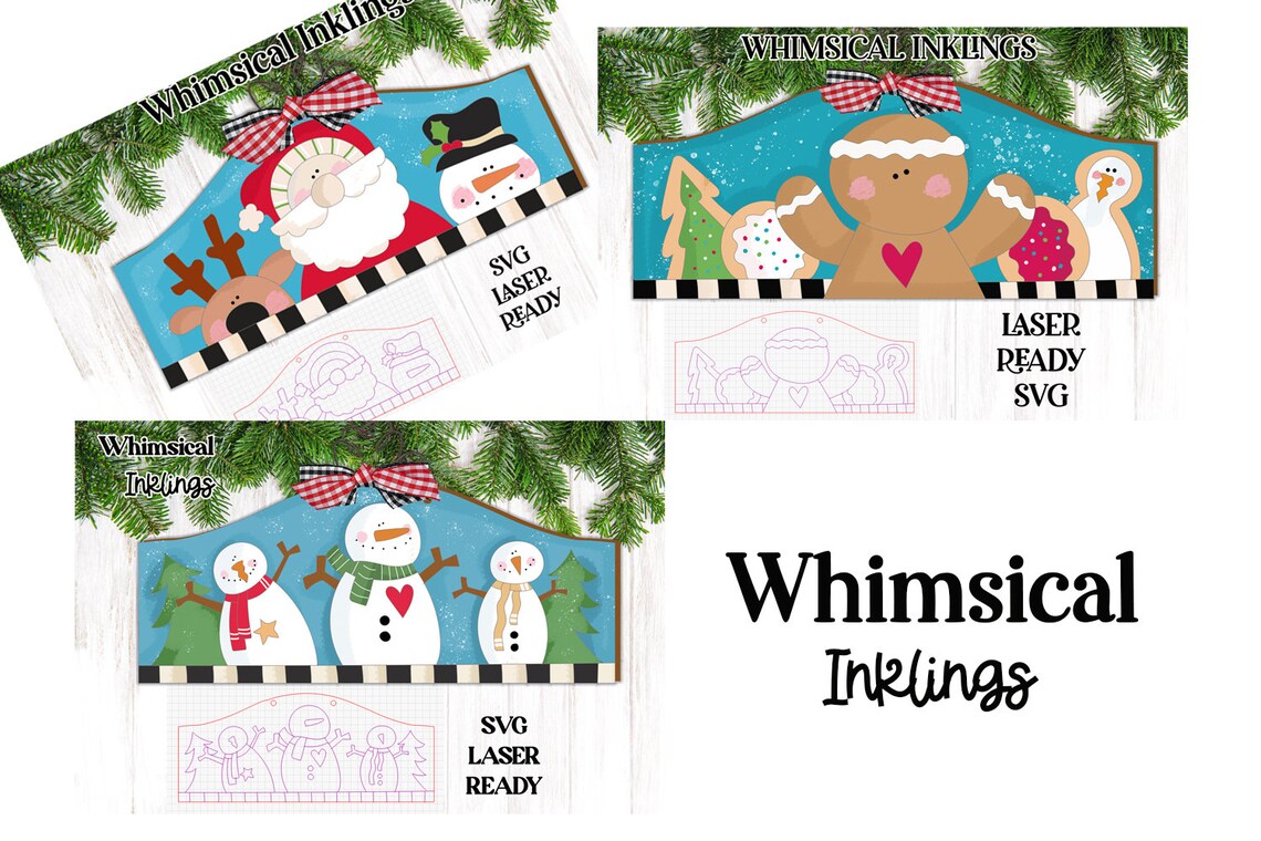 Christmas Trio Sign Set SVG| Laser Cut Christmas Sign| Glow Forge ...