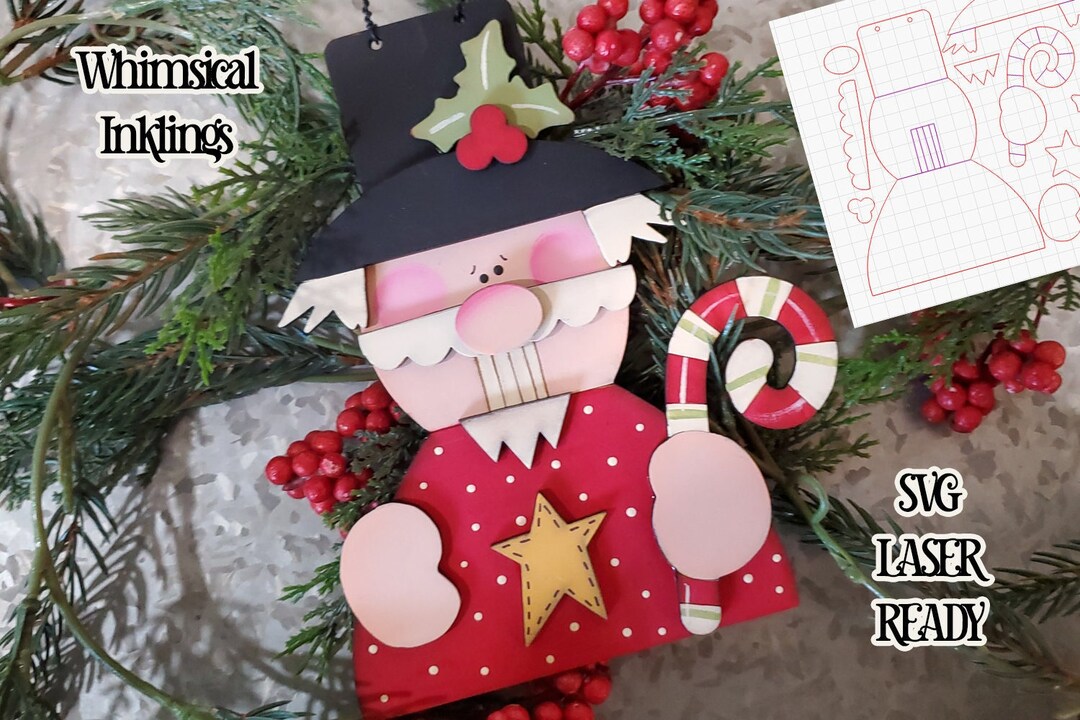 Candy Cane Nutcracker SVG| Laser Cut Nutcracker Ornament| Glowforge ...