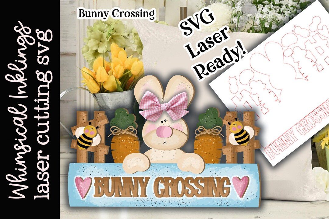 Bunny Crossing SVG |laser Ready Easter Sign| Glow Forge Easter| Spring ...